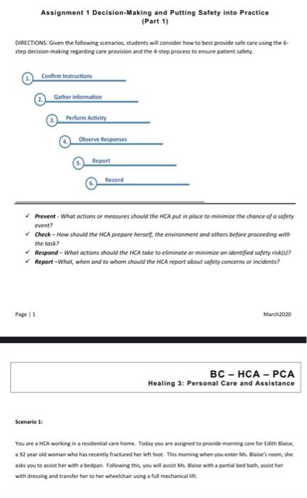 Solved You are a HCA working in a residential care home. | Chegg.com