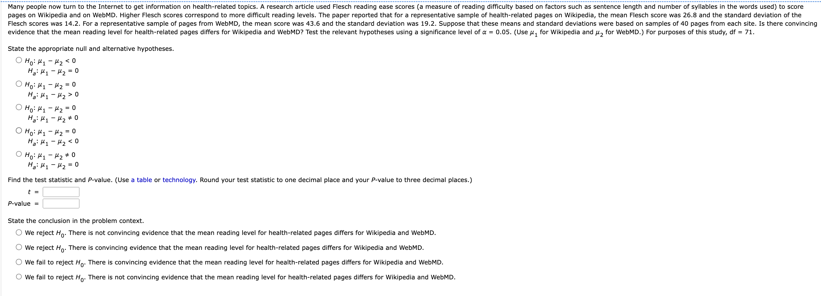 Solved State the appropriate null and alternative | Chegg.com