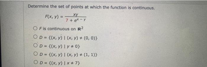 Solved Determine the set of points at which the function is | Chegg.com