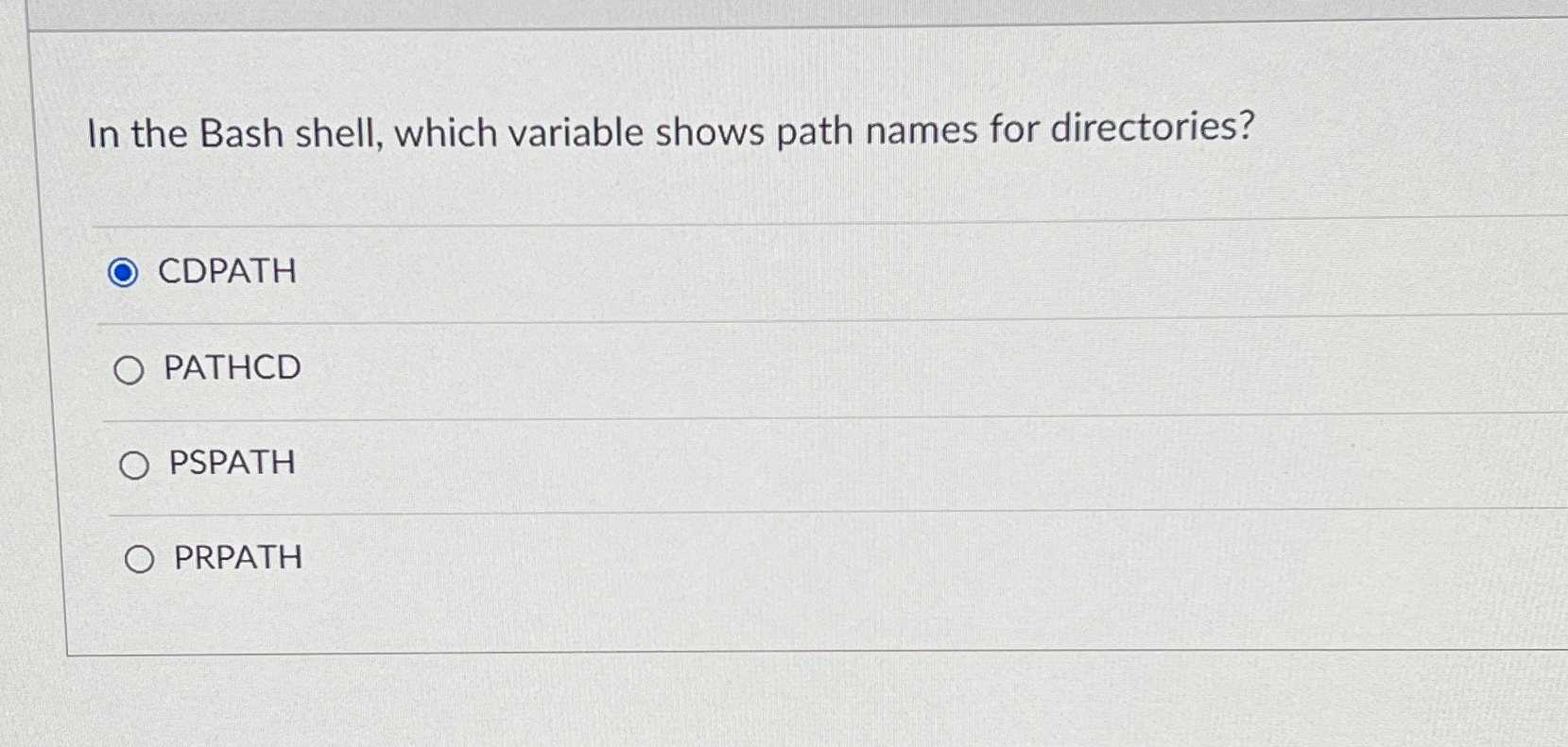 Solved In the Bash shell, which variable shows path names | Chegg.com