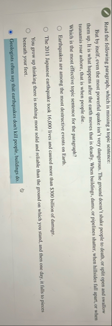 Solved Read the following paragraph, which is missing a | Chegg.com