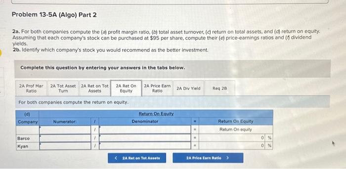 Solved Required information Problem 13-5A (Algo) Comparative | Chegg.com