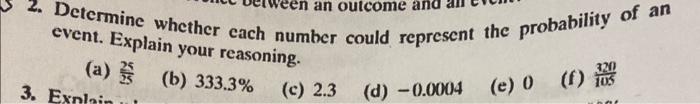 Solved 2. Determine whether each number could represent the | Chegg.com
