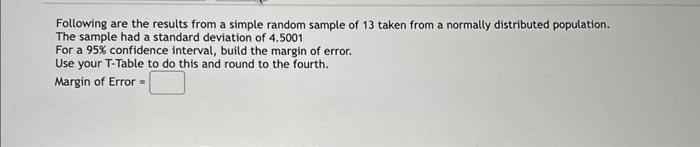 Solved Following are the results from a simple random sample | Chegg.com