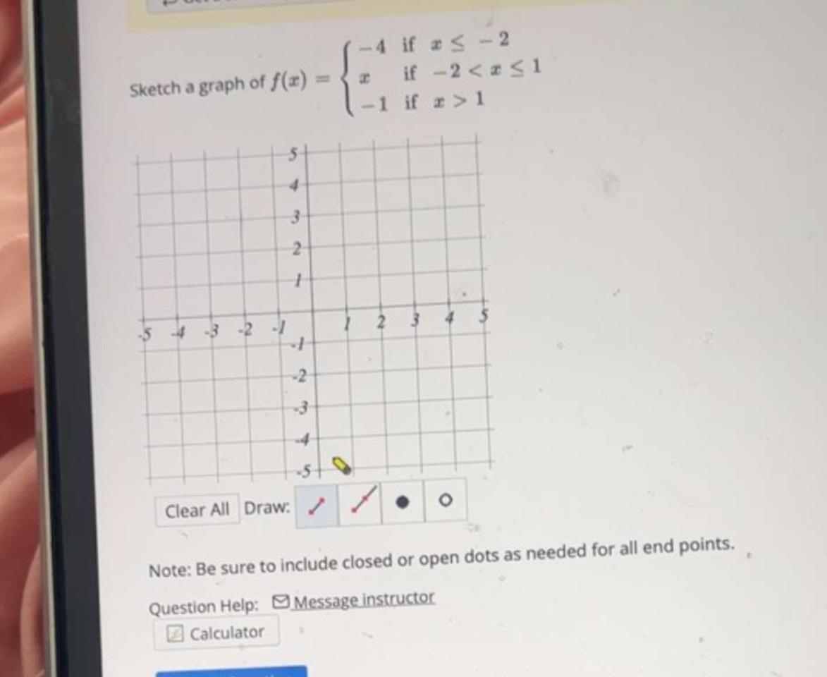 Solved ketch a graph of f(x)=⎩⎨⎧−4x−1 if x≤−2 if −2 | Chegg.com