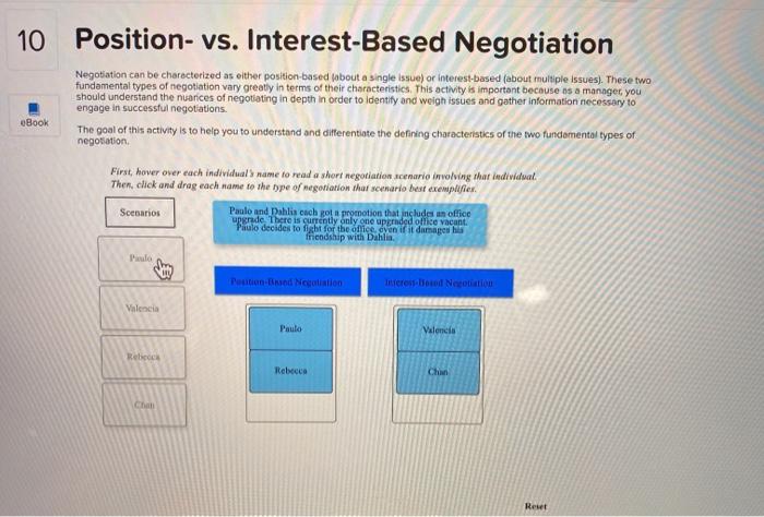 10 Position- vs. Interest-Based Negotiation | Chegg.com