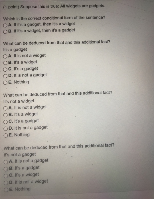 Solved: (1 Point) Suppose This Is True: All Widgets Are Ga... | Chegg.com