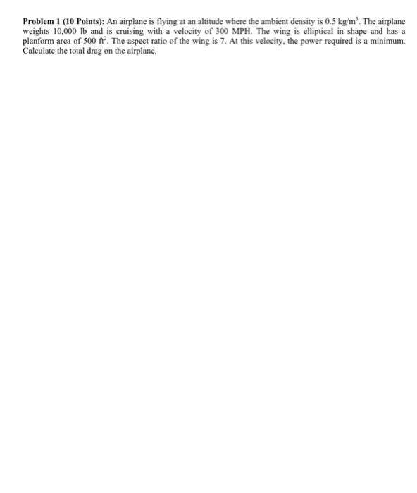 Solved Problem 1 (10 Points): An airplane is flying at an | Chegg.com