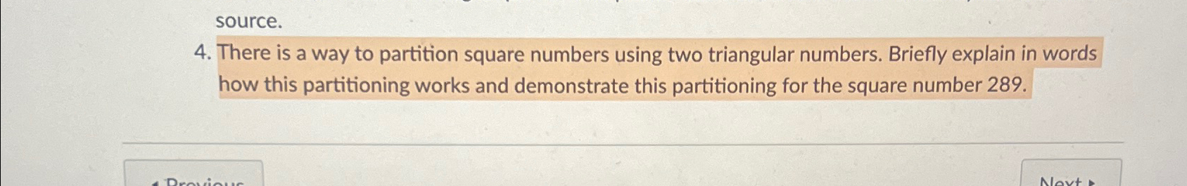 Solved source.4. ﻿There is a way to partition square numbers | Chegg.com
