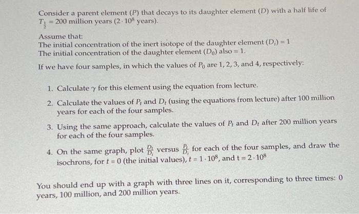 Solved Consider a parent element (P) that decays to its | Chegg.com