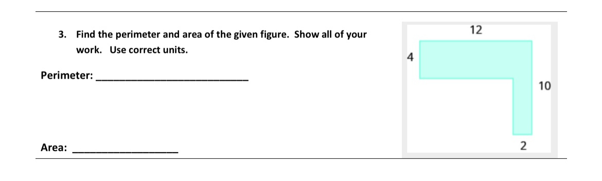 Solved Find the perimeter and area of the given figure. Show | Chegg.com