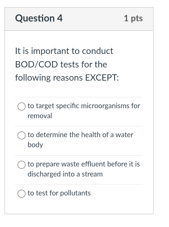 Solved It is important to conduct BOD/COD tests for the | Chegg.com