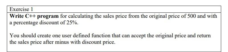 Solved Exercise 1 Write C Program For Calculating The 8499