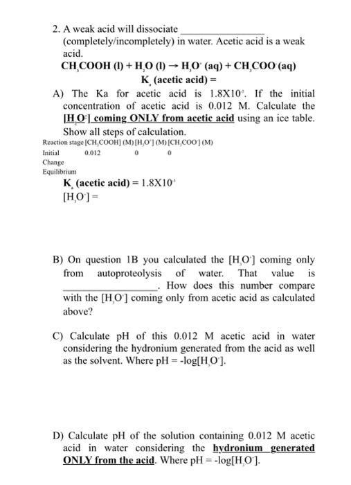 Solved WS-9 (pH, pOH, ICE chart, and titration) Important | Chegg.com