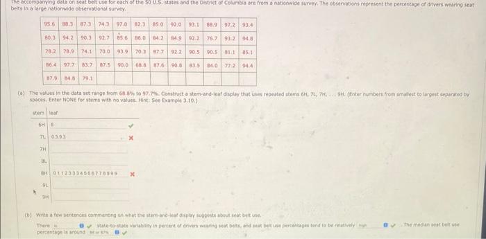 Solved spaces. Enter fowe for stems with no values. Hint: | Chegg.com