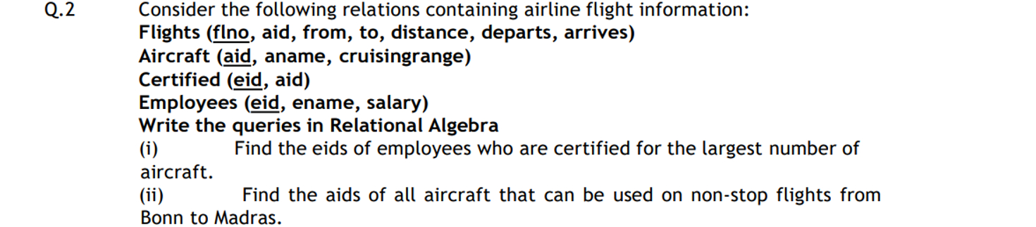 Solved Q. 2 ﻿Consider the following relations containing | Chegg.com