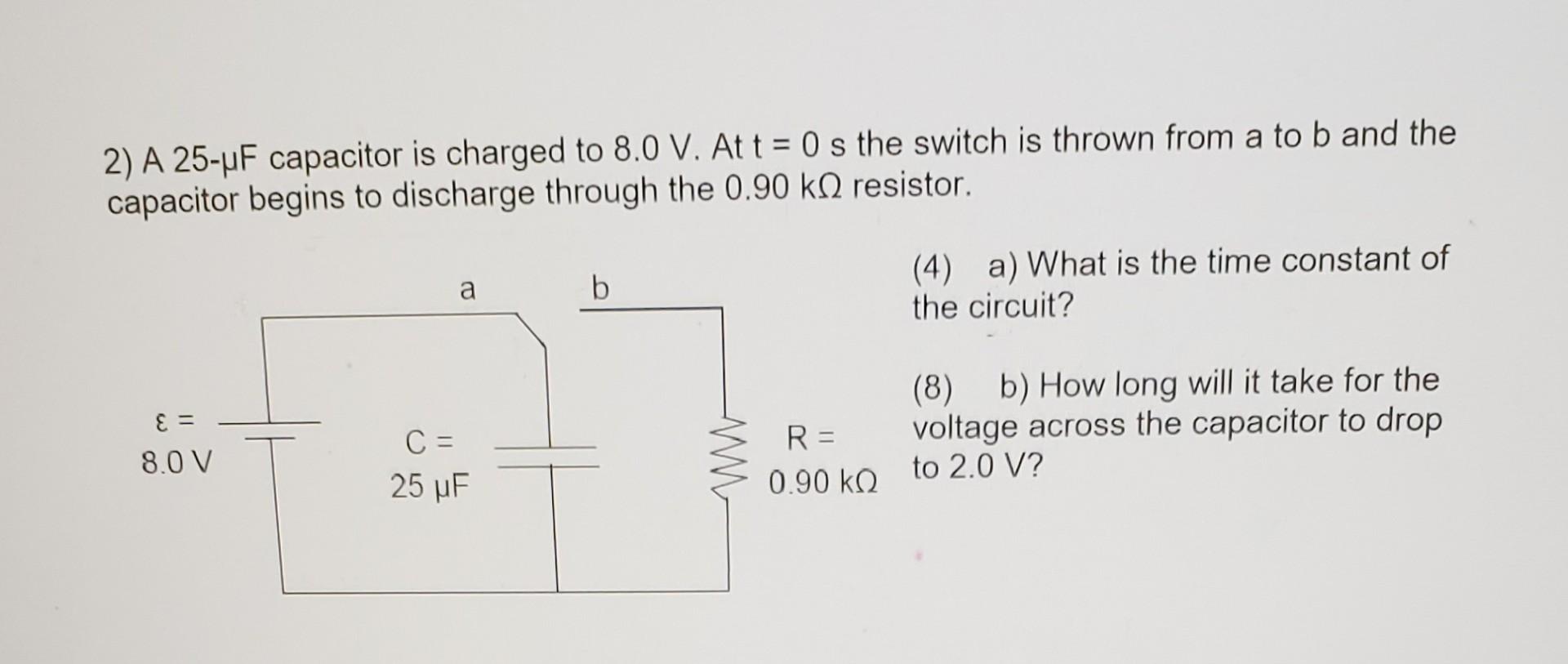 Solved capacitor begins to discharge through the 0.90kΩ | Chegg.com