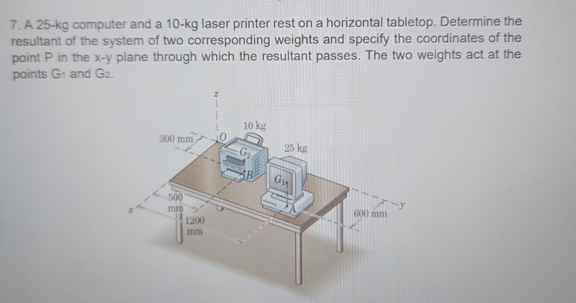 Solved A 25-kg ﻿computer and a 10-kg ﻿laser printer rest on | Chegg.com