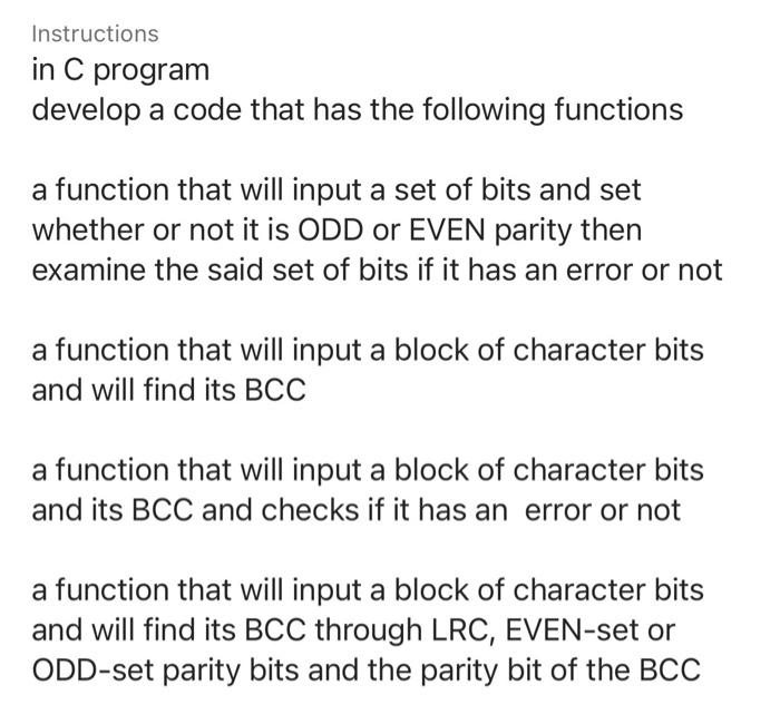 Solved in C program develop a code that has the following | Chegg.com