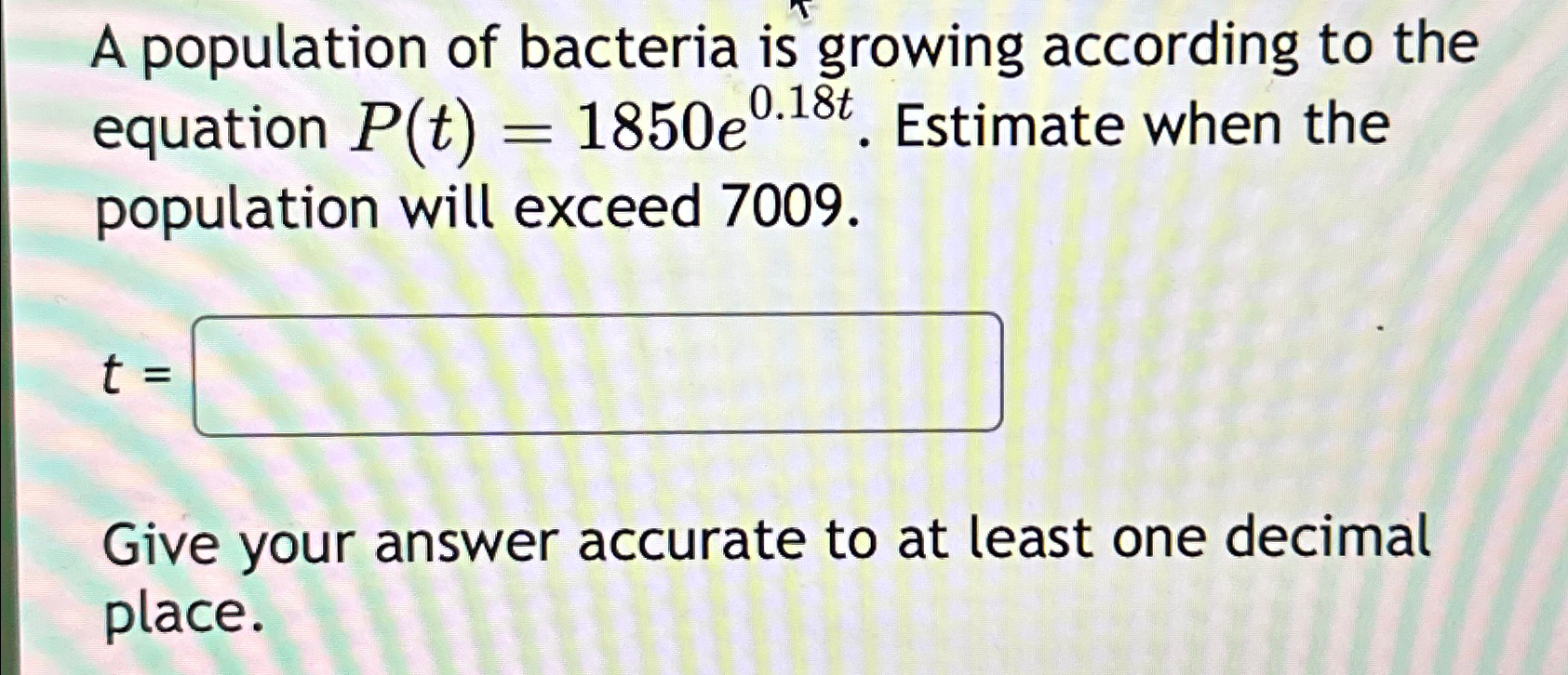 Solved A population of bacteria is growing according to the | Chegg.com