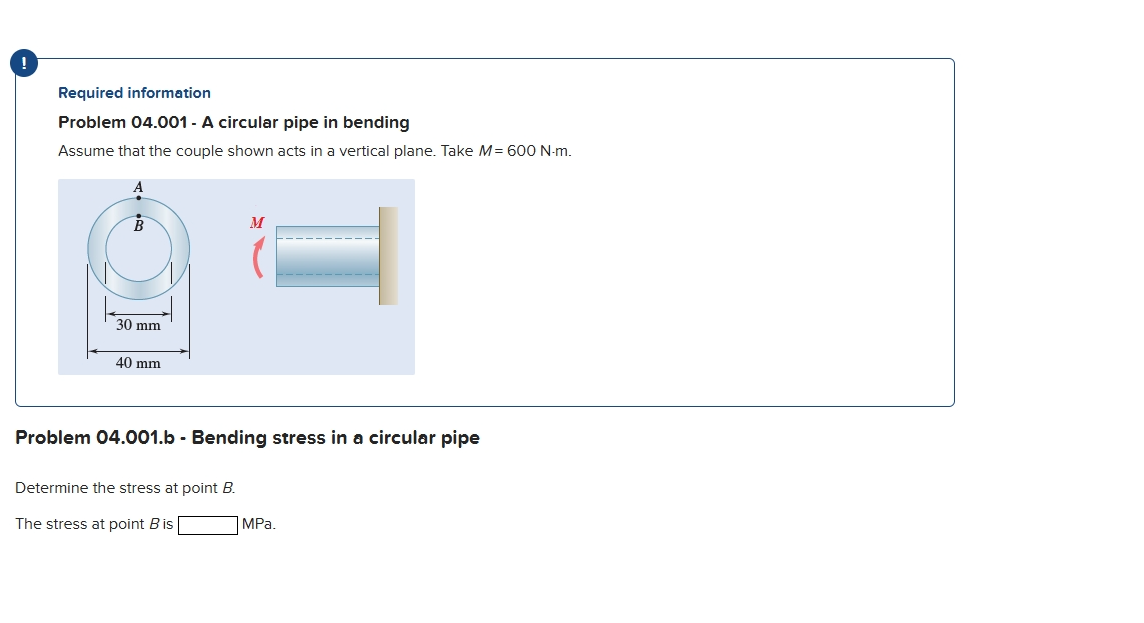 Solved Required informationProblem 04.001 - ﻿A circular pipe | Chegg.com
