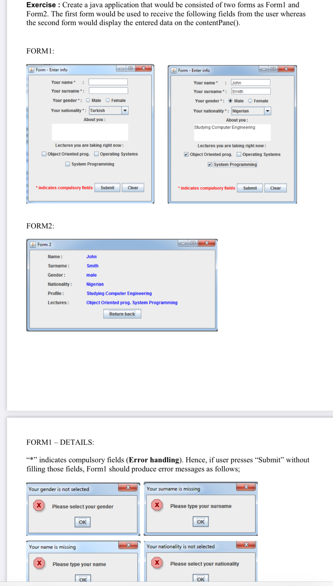 Solved Exercise : Create a java application that would be | Chegg.com