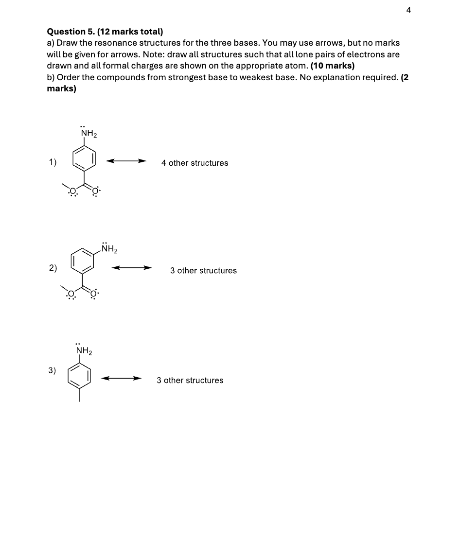 Solved Question 5. (12 ﻿marks total)a) ﻿Draw the resonance | Chegg.com