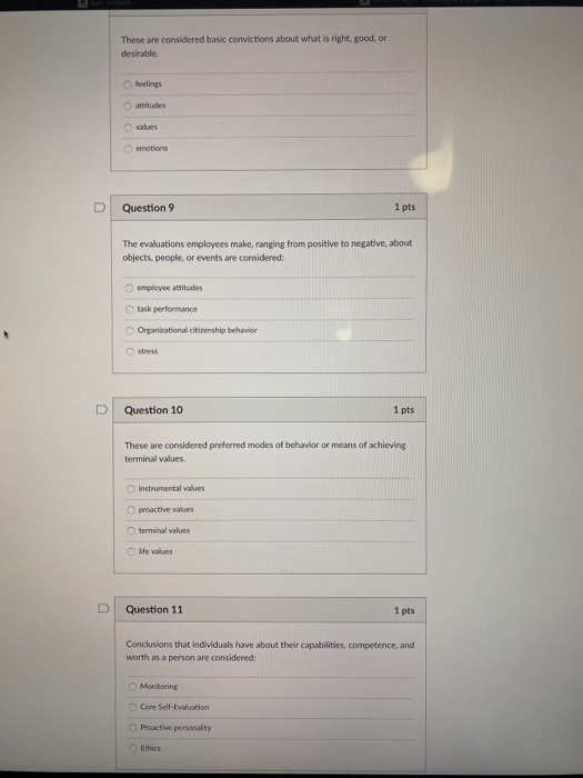 Solved These are considered basic convictions about what is | Chegg.com