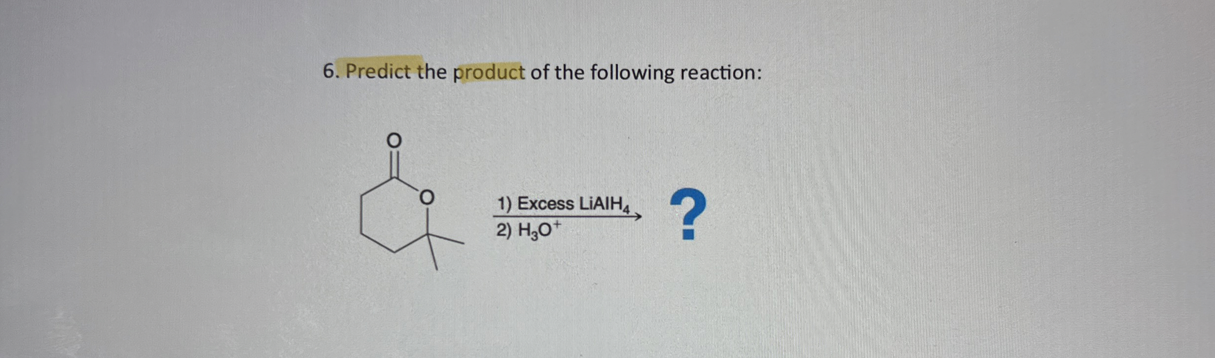 Solved Predict the product of the following reaction: | Chegg.com