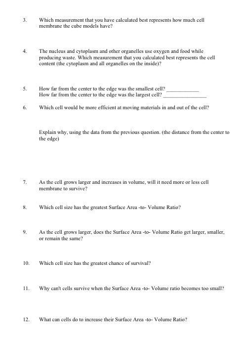 Solved Student Answer Sheet: Modeling Limits to Cell Size | Chegg.com