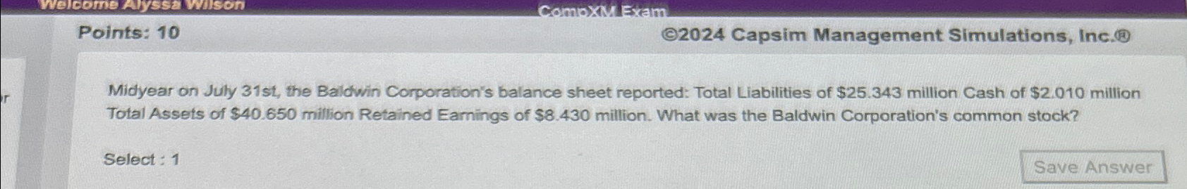 Solved Points: 10(3)2024 ﻿Capsim Management Simulations, | Chegg.com