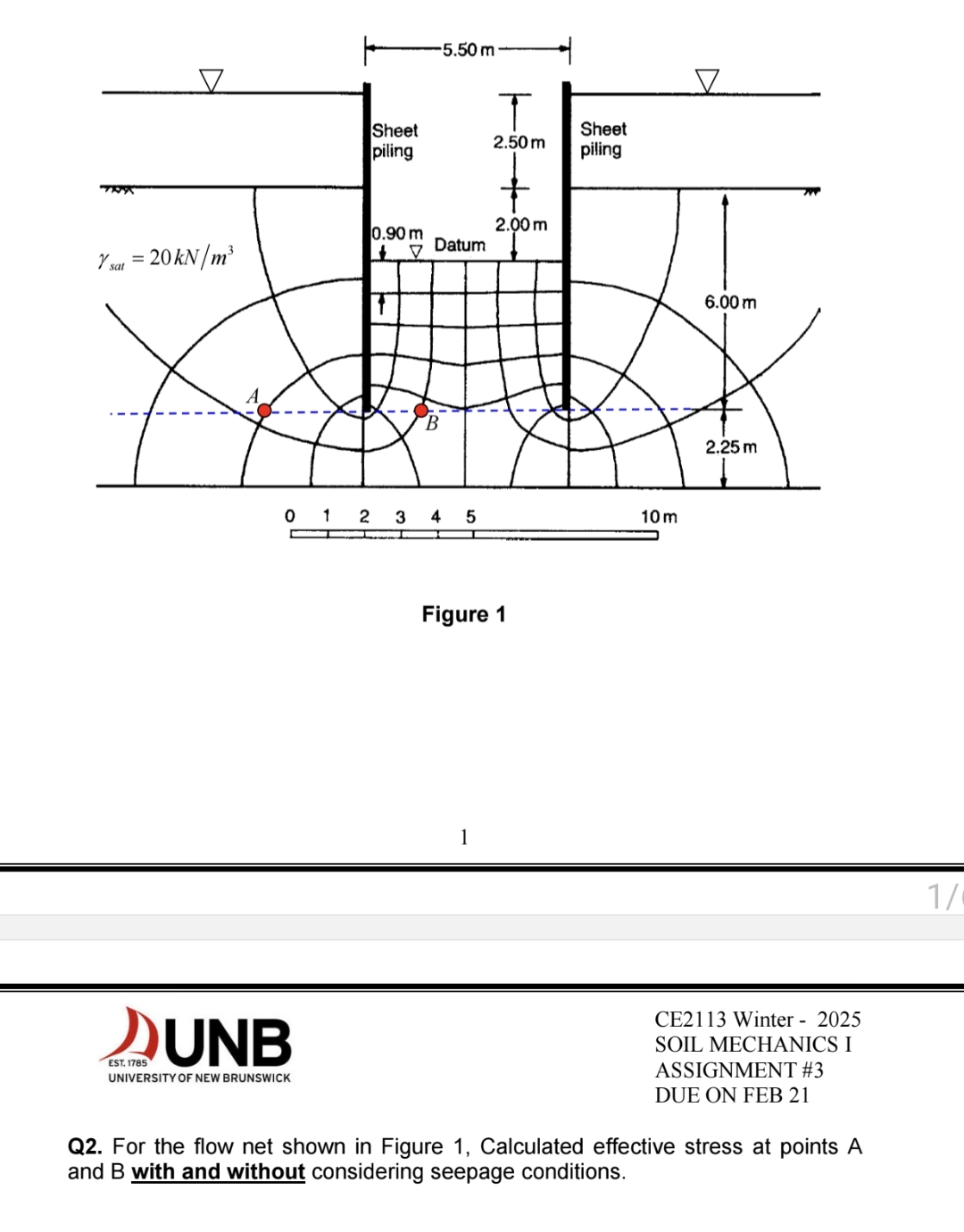 Q2. ﻿For the flow net shown in Figure 1, ﻿Calculated | Chegg.com