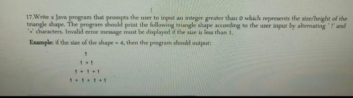 Solved 17.Write a Java program that prompts the user to | Chegg.com