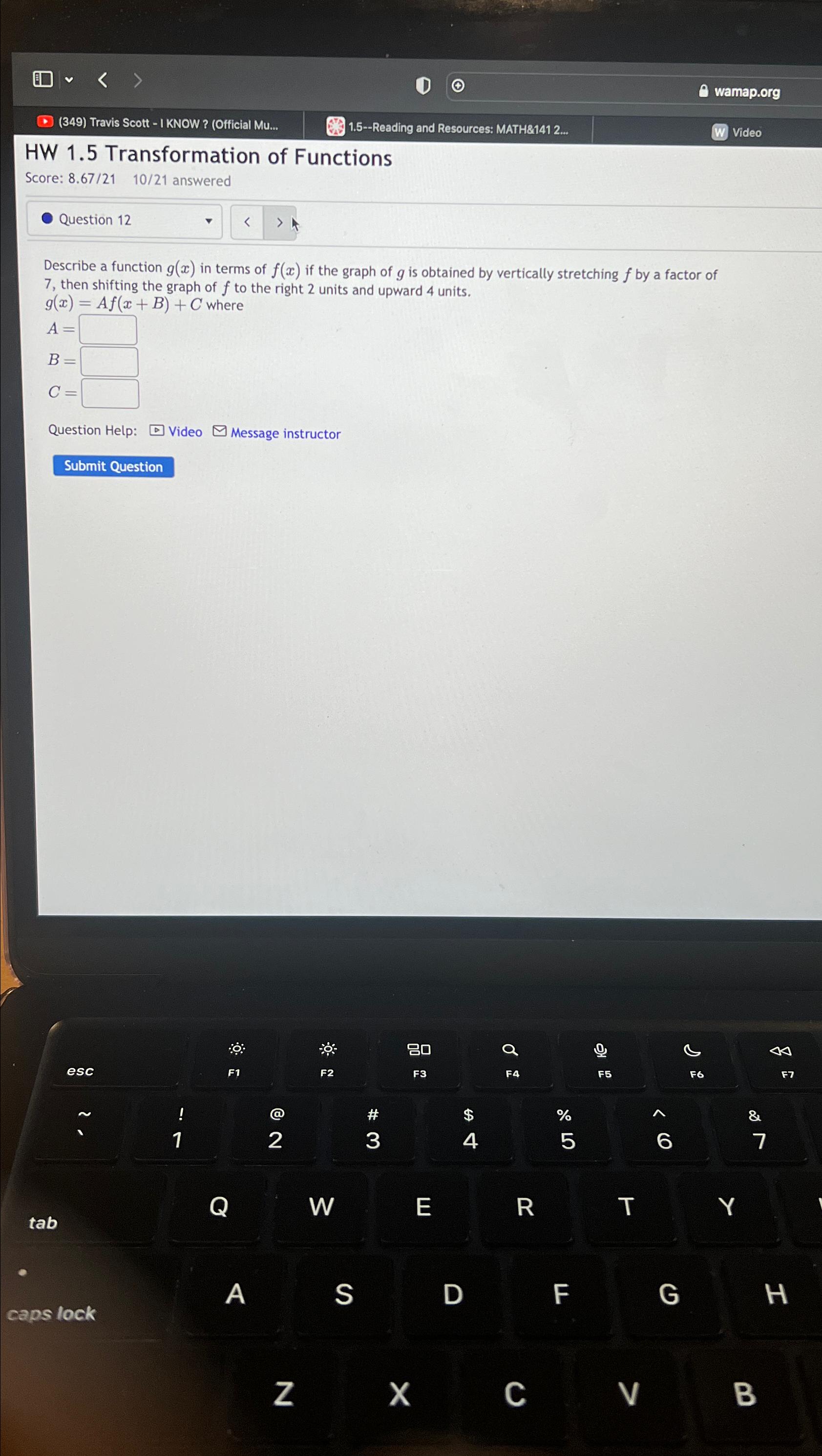 Solved HW 1.5 ﻿Transformation of FunctionsScore: | Chegg.com