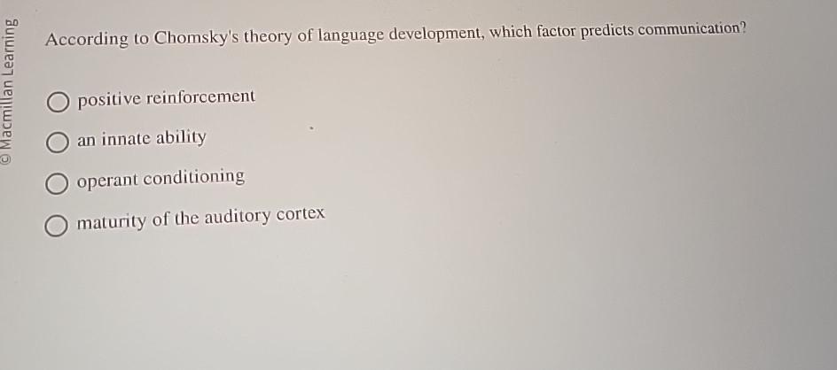 Solved According to Chomsky's theory of language | Chegg.com