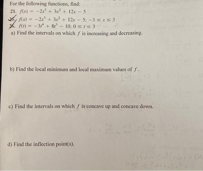 Solved For the following functions, find: 21. | Chegg.com