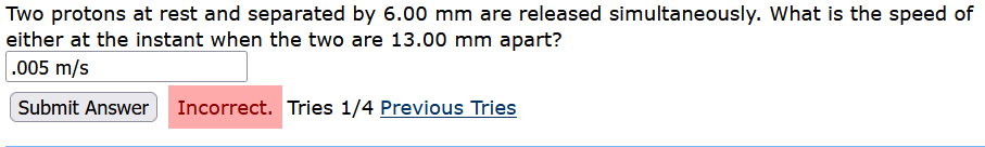 Solved Two protons at rest and separated by 6.00 ﻿mm are | Chegg.com