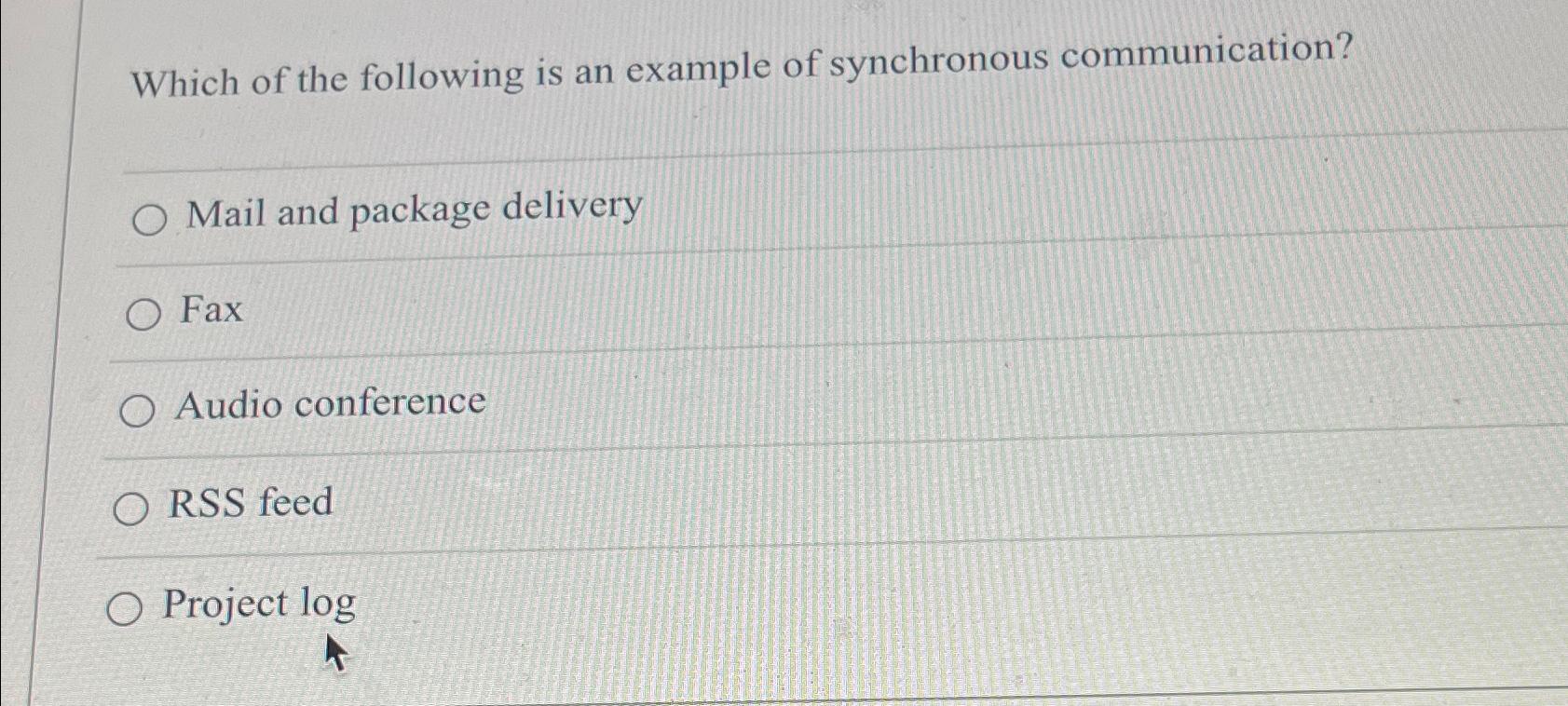Solved Which of the following is an example of synchronous | Chegg.com