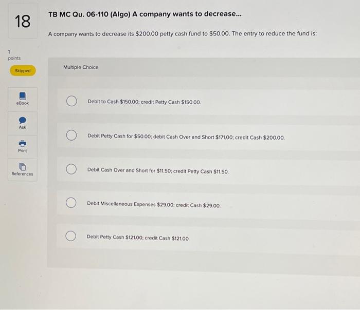 Solved TB MC Qu. 06-110 (Algo) A company wants to | Chegg.com