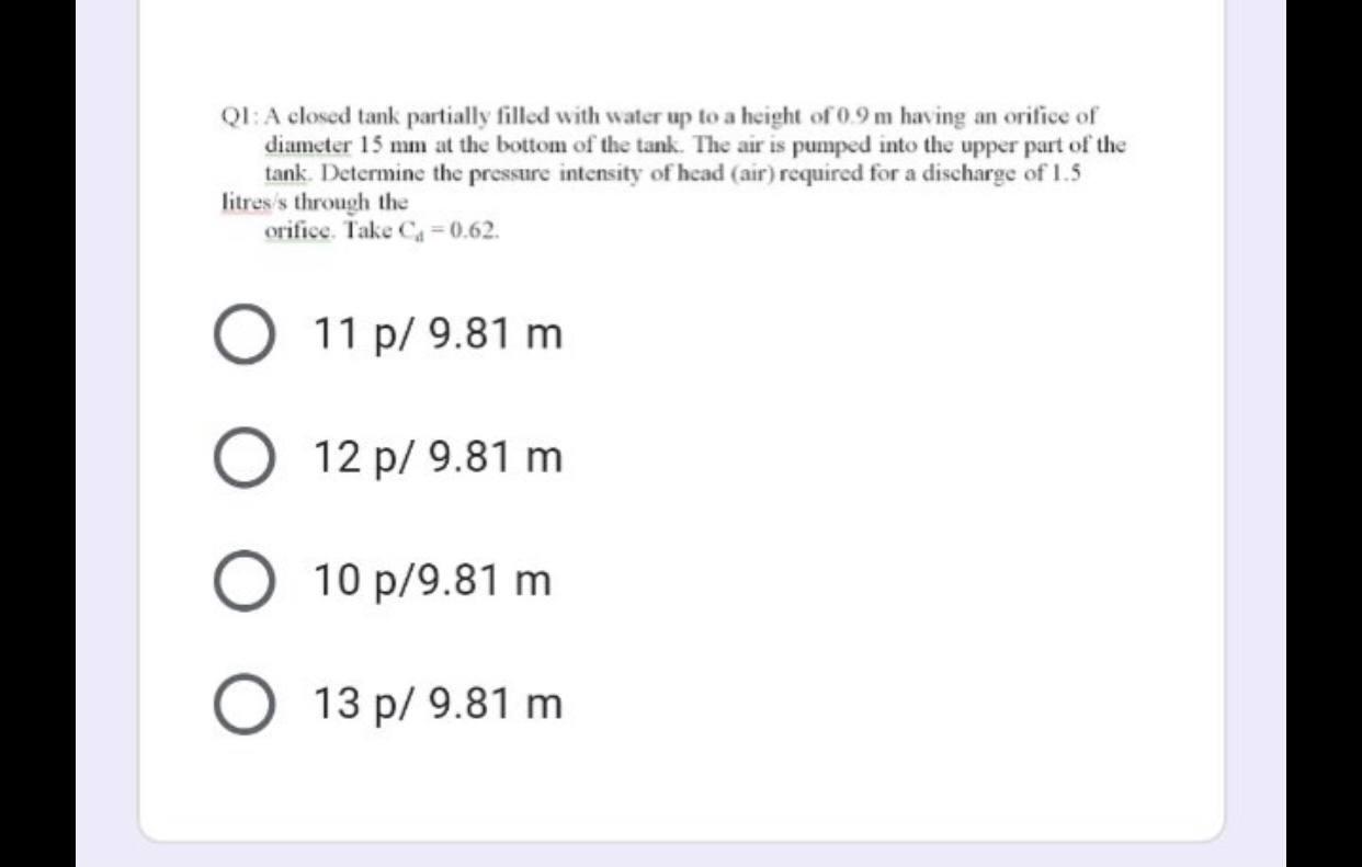 Solved QE: A closed tank partially filled with water up to a | Chegg.com