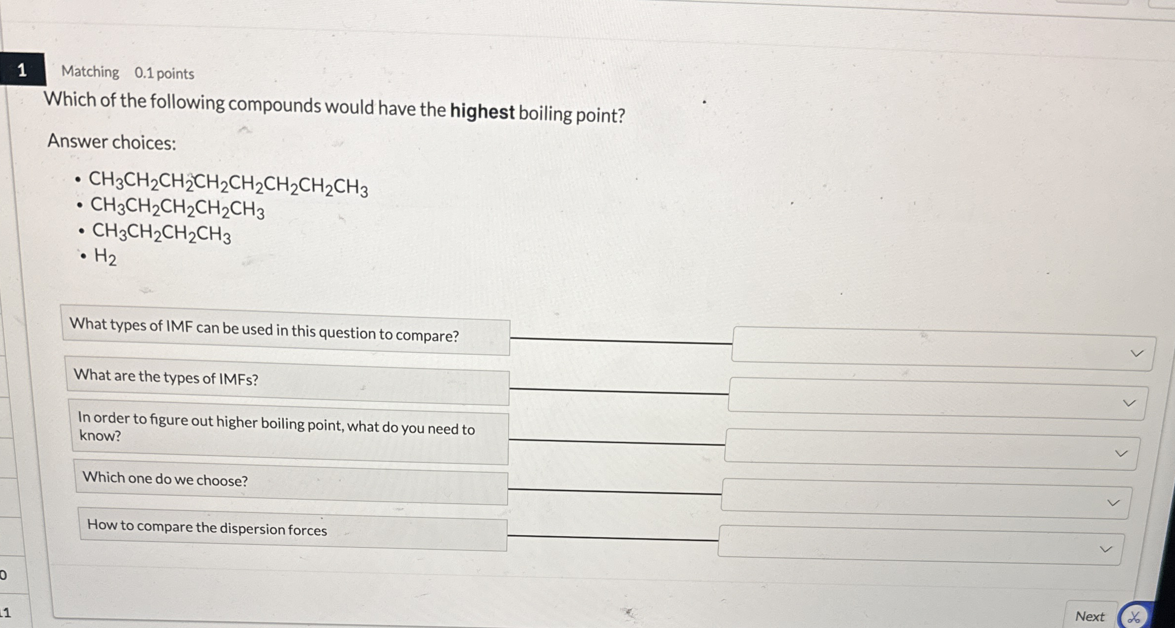 Solved 1Matching 0.1 ﻿pointsWhich of the following compounds | Chegg.com