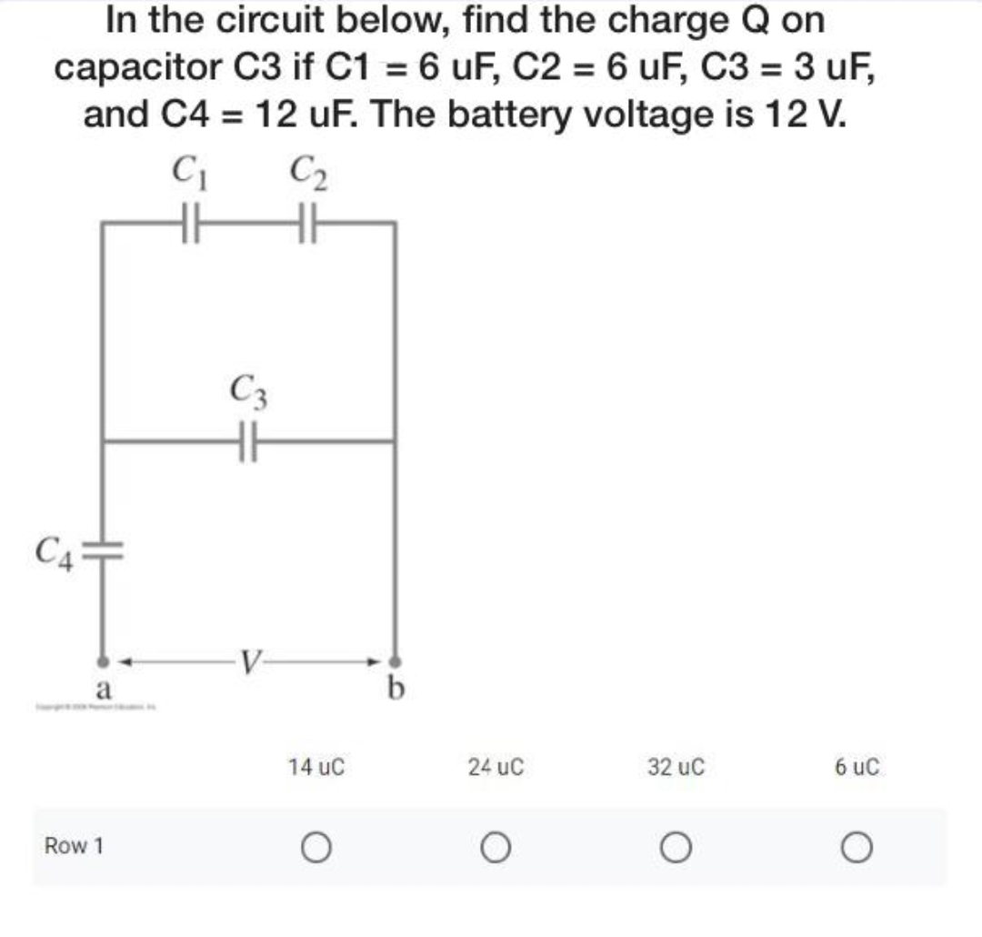 Solved In the circuit below, find the charge Q on capacitor | Chegg.com
