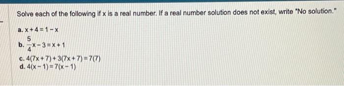 Solved Solve each of the following if x is a real number. If | Chegg.com
