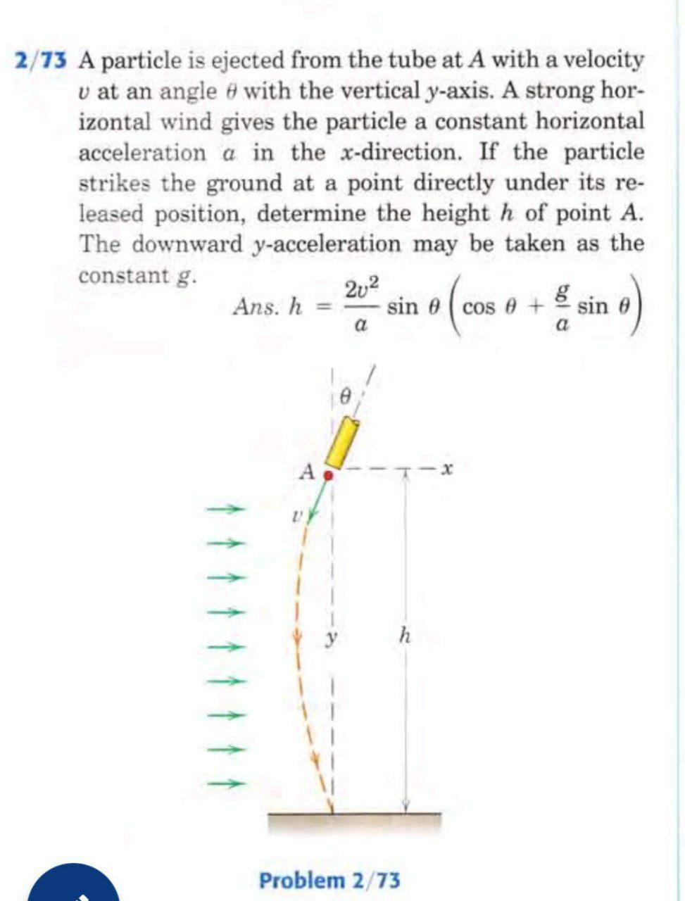 Solved 2/73 A particle is ejected from the tube at A with a | Chegg.com