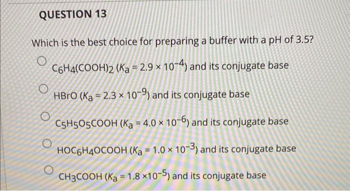 Solved Which is the best choice for preparing a buffer with | Chegg.com