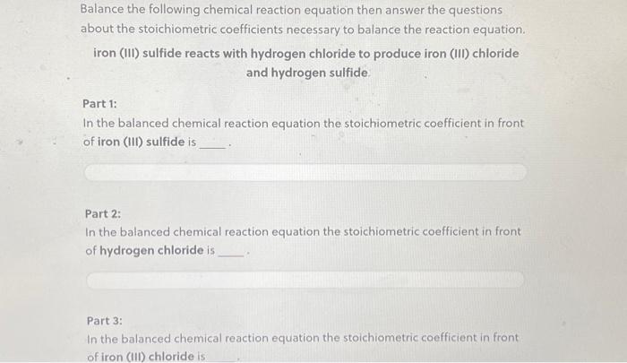 Solved Balance the following chemical reaction equation then | Chegg.com