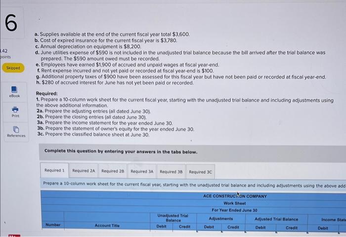 Solved Problem 4-2A (Algo) Preparing a work sheet, adjusting | Chegg.com