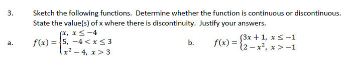 Solved Sketch the following functions. Determine whether the | Chegg.com