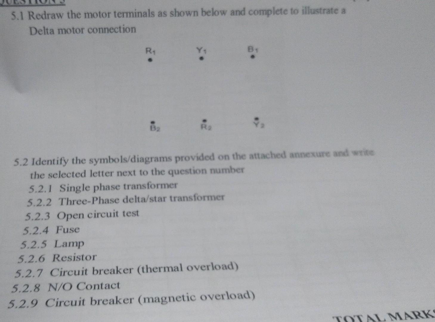Solved 5.1 Redraw the motor terminals as shown below and | Chegg.com