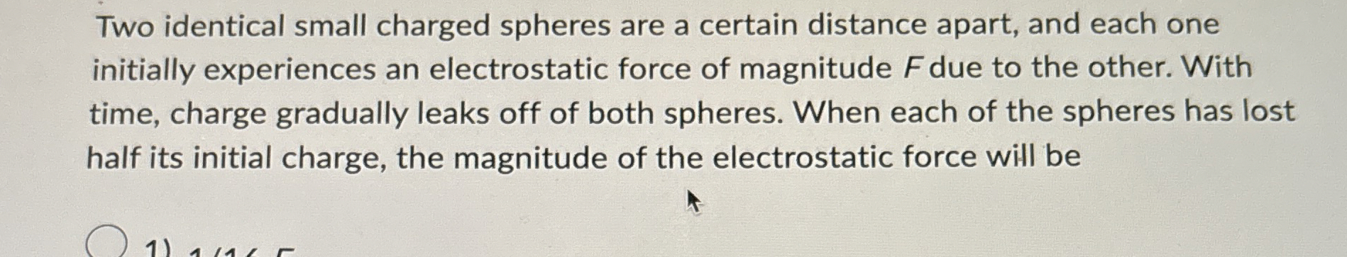 Solved Two identical small charged spheres are a certain | Chegg.com